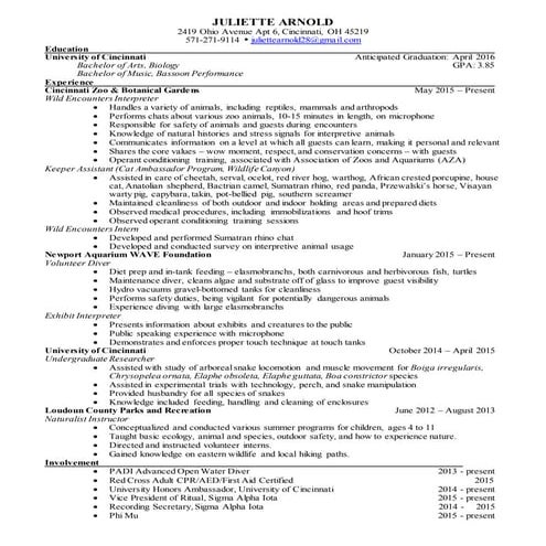 JULIETTE ARNOLD RESUME | DOCX | Scuba Diving | Extreme Sports