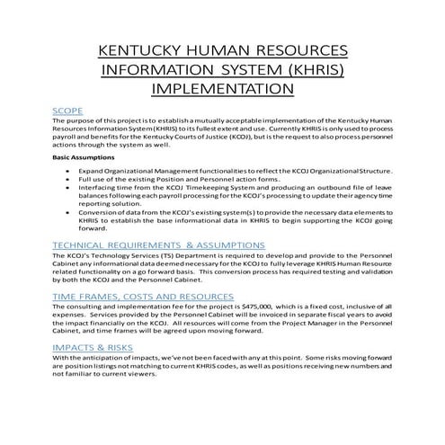 KHRIS IMPLEMENTATION-Special Project | DOCX
