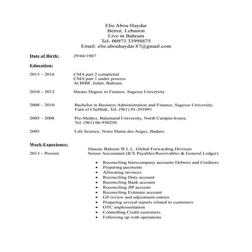 Elie About Haydar CV | DOC