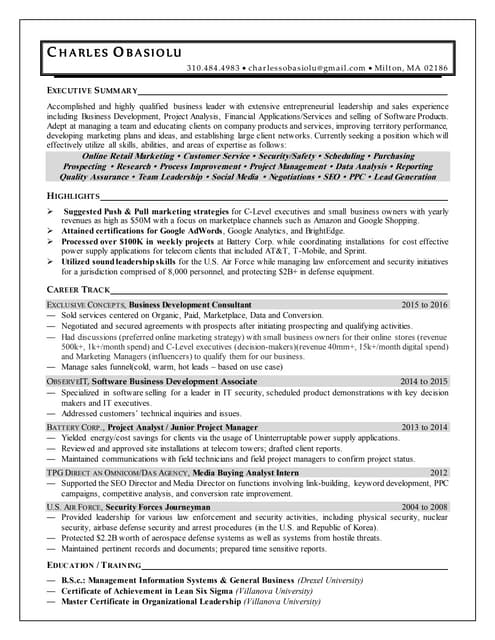 Plain Text Resume Format