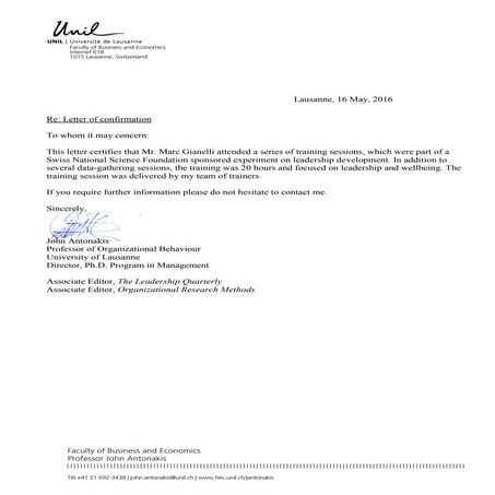 reference letter attending grant training Gianelli | PDF