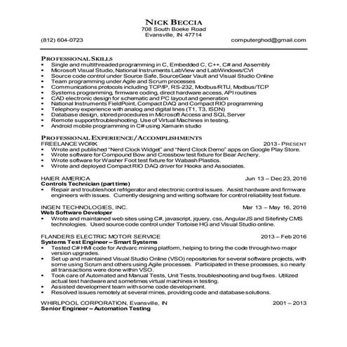 Nick Beccia Resume 2016 | DOCX