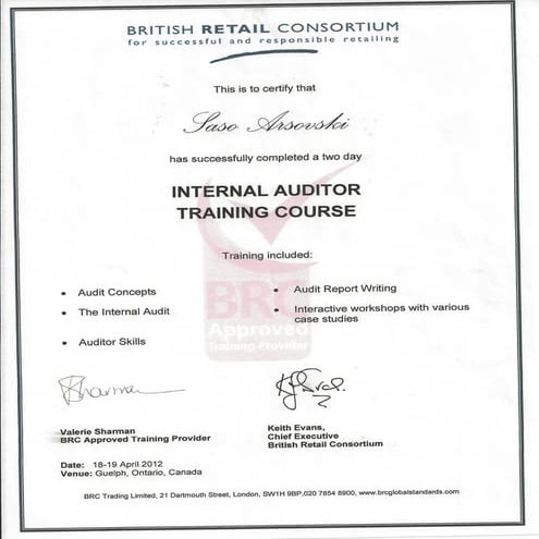 BRC Internal Auditor | PDF