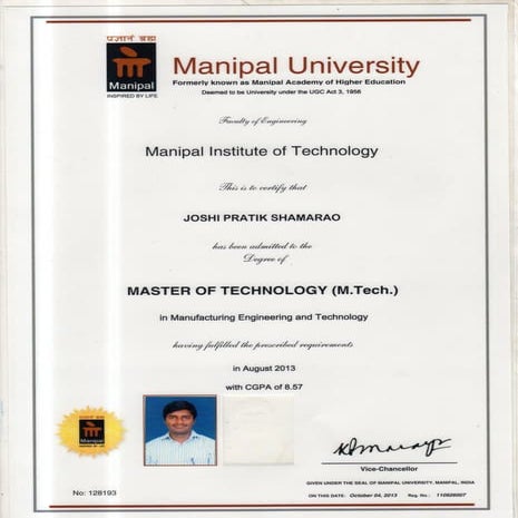 M Tech Certificate | PDF