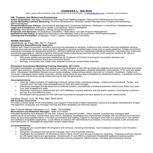 Vanessa Wilson HR Professional 2016 | PDF