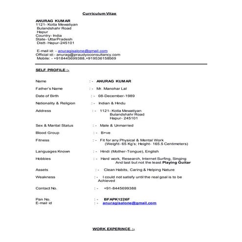 anurag new curriculum vitae | DOCX