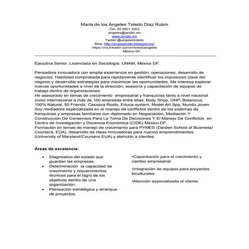 Maria de los Ángeles Toledo Diaz Rubín CV 2015 | PDF
