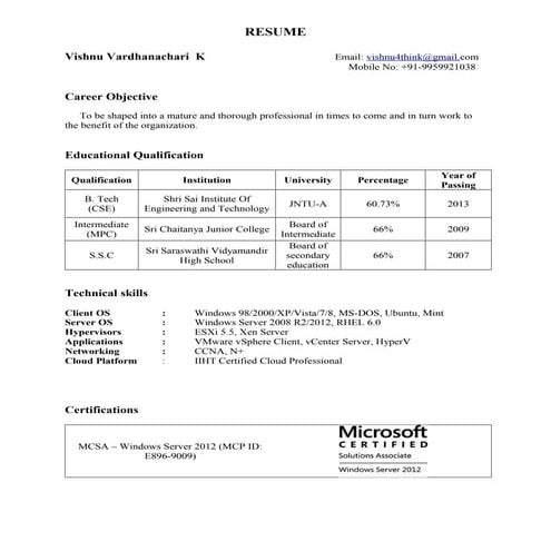 vishnu resume | PDF