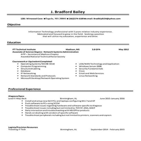 J. Brad Bailey Resume | DOCX