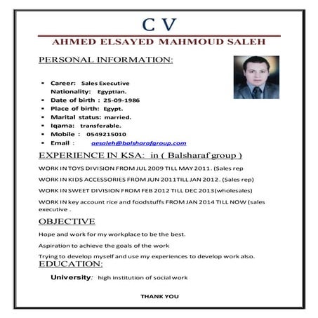 Ahmed saleh cv word | DOCX