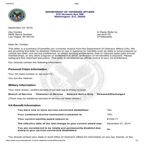 VA Compensation Disability Letter (1)