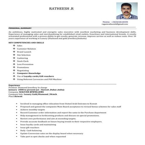 RESUME | DOC | Sales | Business