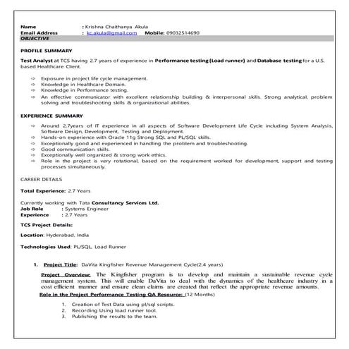 KrishnaChaithanya_Profile | PDF