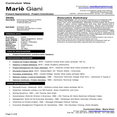 Curriculum Vitae Marie Giani_Dec 2016 | DOCX | Business Administration | Business