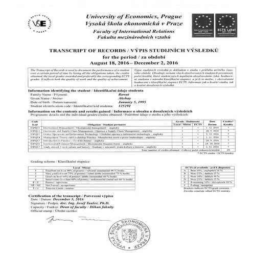 Akshay Rawat VSE Transcript | PDF