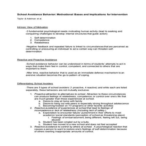 School Avoidance Behavior | DOCX