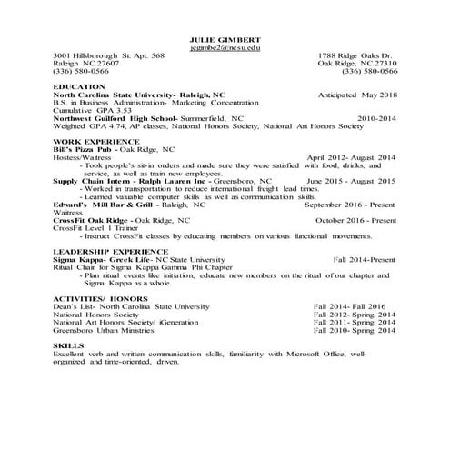 KINE 366 resume rough draft | DOCX