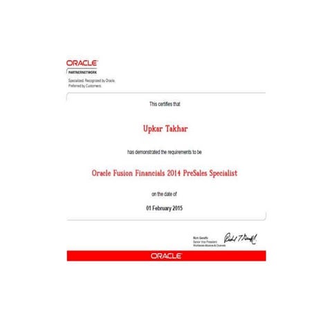 Oracle Fusion Financials 2014 Presales Specialist Pptx
