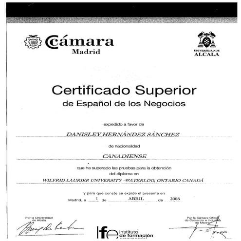 Certificate Spanish for Business | PDF