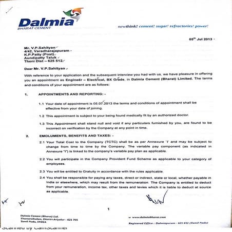 Dalmia appointment | PDF