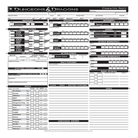 4 E Dn D Char Sheet Writeable Gd | PDF | Roleplaying Games | Games and ...