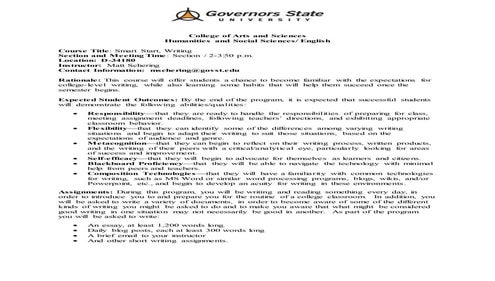 Uh English 1301 Syllabus Samples
