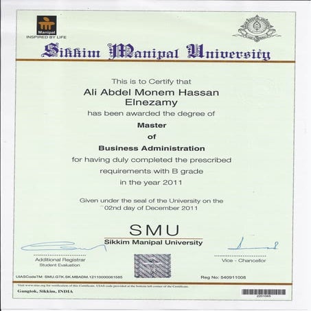 MBA CERTIFICATE original | PDF