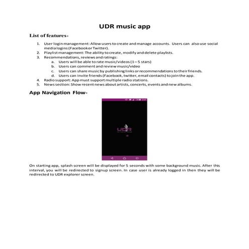 App Descriptions and Navigation flow | PDF