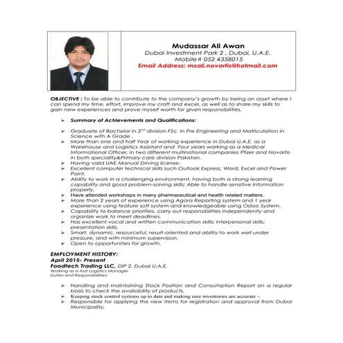 Mudassar Ali Awan updated Resume | DOC