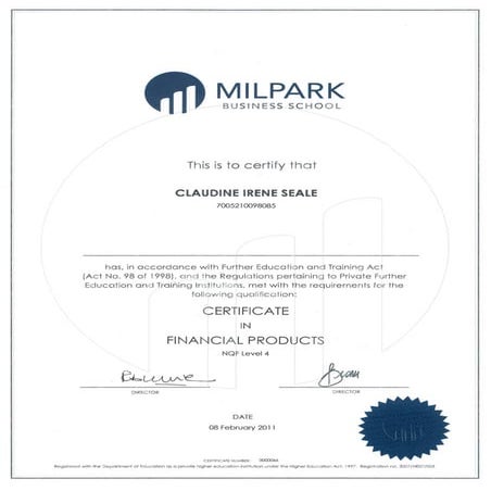 NQF4 Certificate | PDF