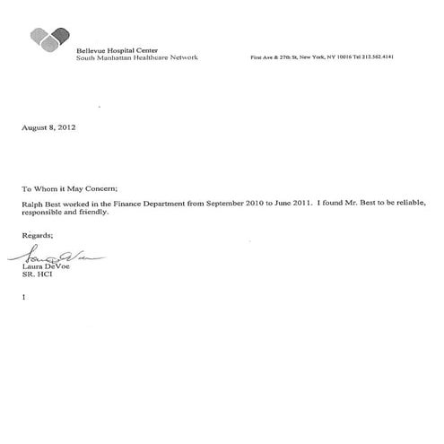 bellevue hospital letter of recommendation | PDF