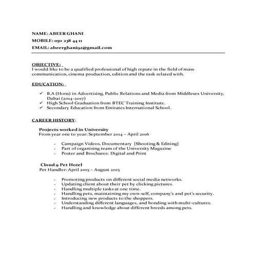 Abeer CV Edited | PDF