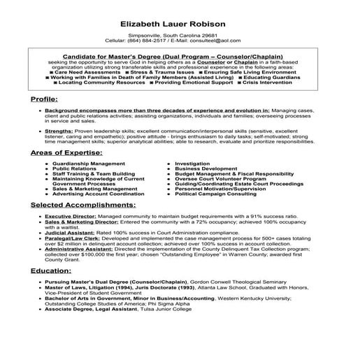 Resume for Chaplain | DOC