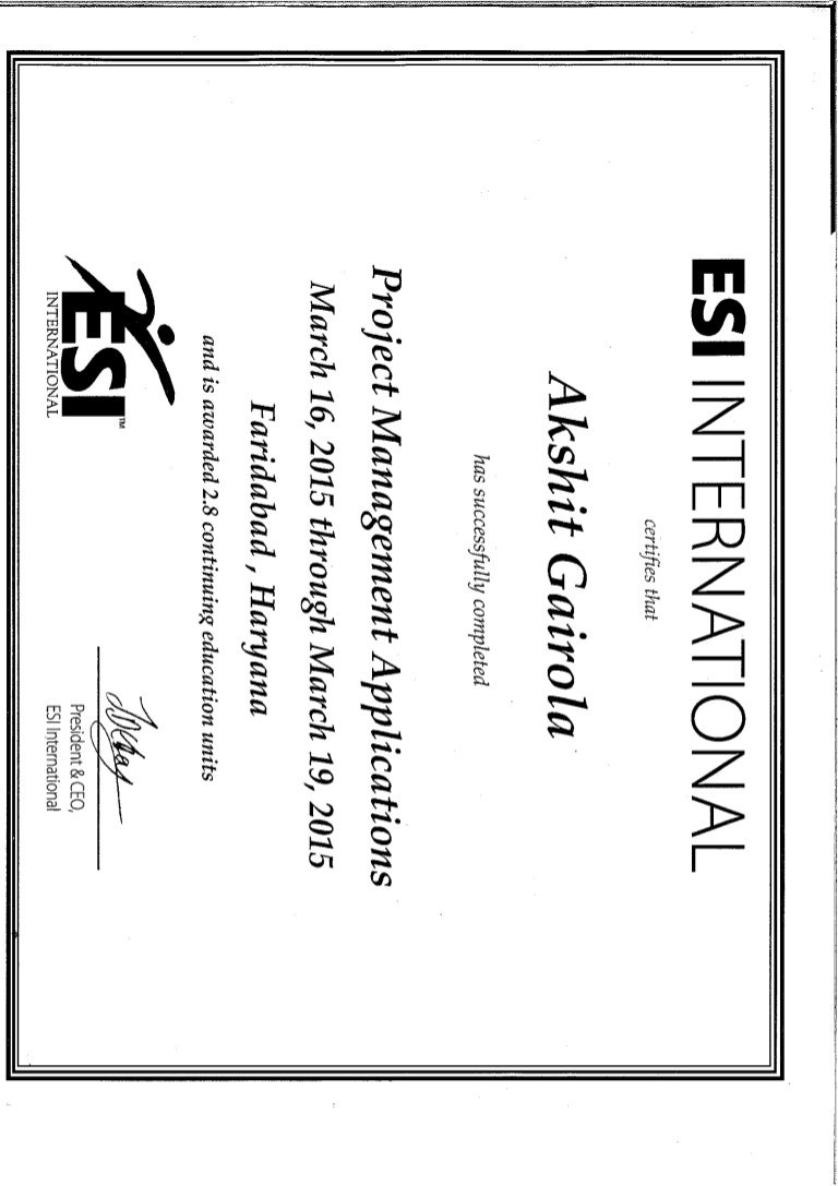 Certificate PMA Training