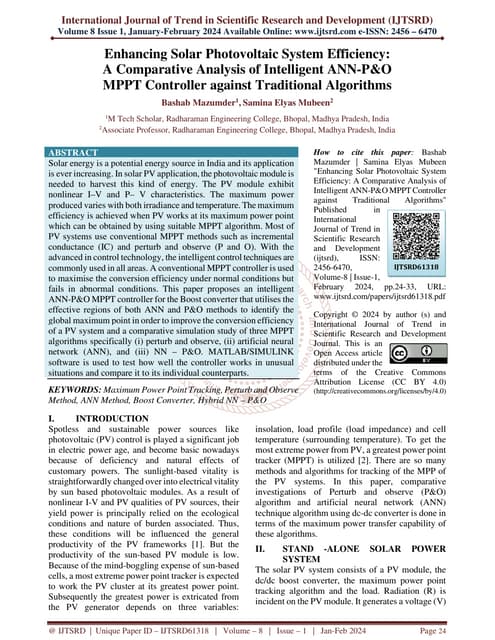 To Study, Analyse and Implement MPPT PandO Based Photovoltaic PV System using PID Controller | PDF