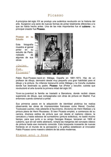 Pablo Ruiz Picasso- Power Point (Español) 1º Primaria | PPT