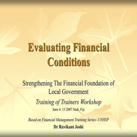 Evaluating Financial Condition of Local Governments | PPT
