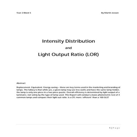 Technical Report - Intensity Distribution and Light Output Ratio | PDF
