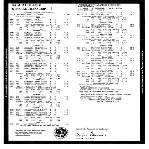 Bachelors Degree Transcript | PDF