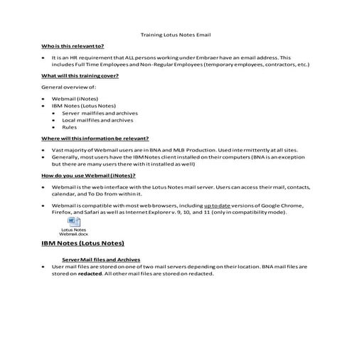Training Lotus Notes Email | DOCX