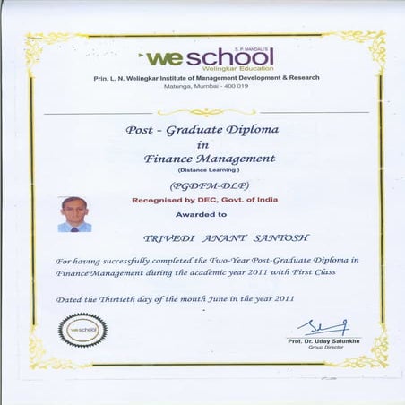 PGDBM Certificate | PDF