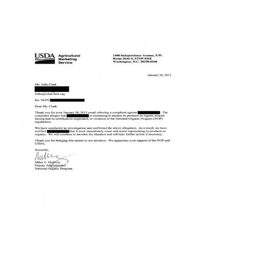 USDA OP Thank you letter | PDF