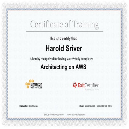 ExitCertified-Certificate-harold-sriver | PDF