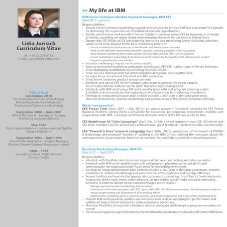 Lidija Jurisich, CV, Jan 2015 | PDF
