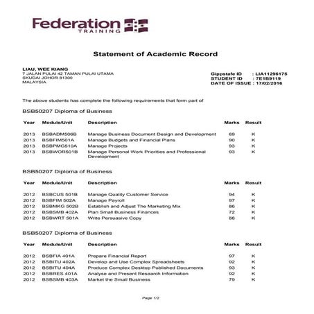 Diploma academic result | PDF