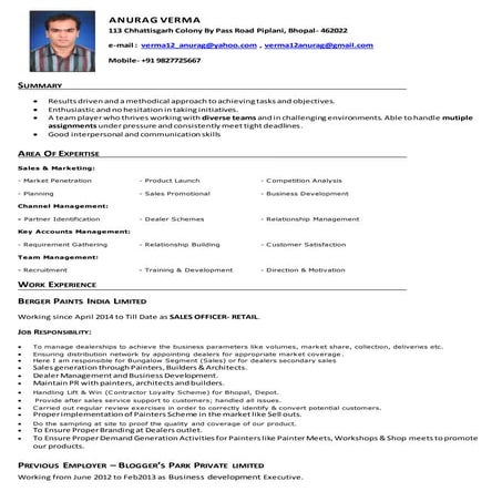ANURAG VERMA(MBA Marketing) | DOCX | Sales | Business