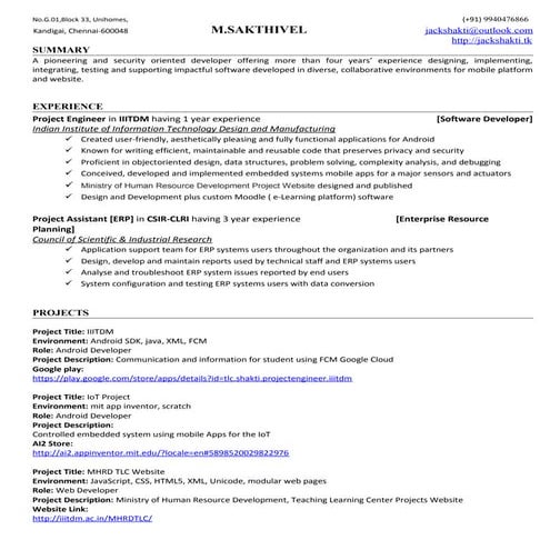 Sakthivel M [Project Engineer] | DOC