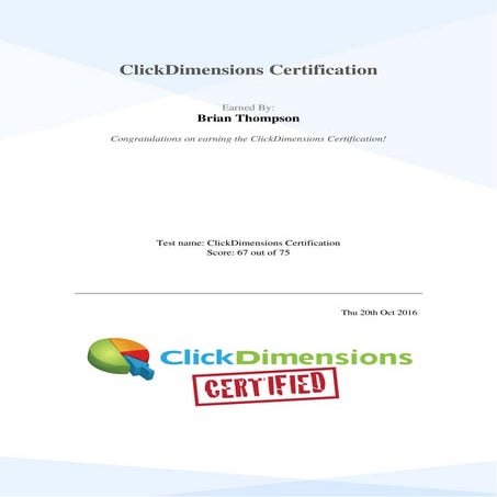 CLickDimensions Certificate | PDF