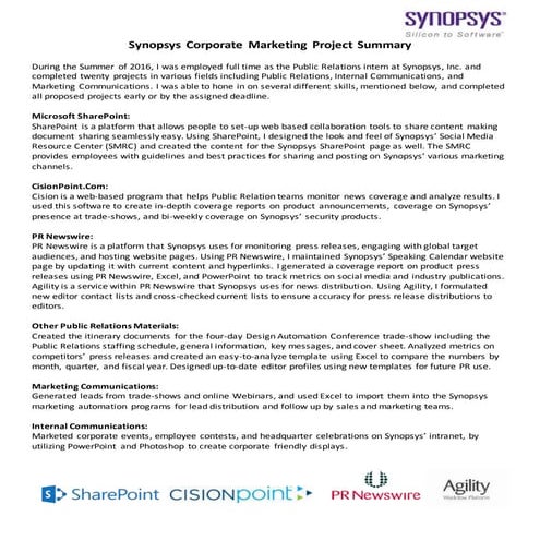 Synopsys Project Summary | PDF