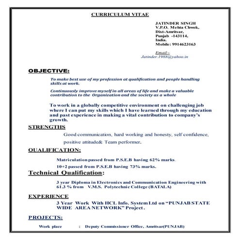 Jatinder Singh resume l (2) | DOCX | Cricket | Sports